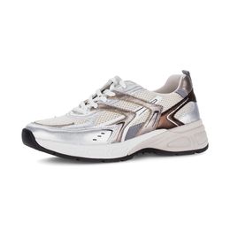 Gabor Damen Keilsneaker "DAVOS", Gr. 35, silber, Glattleder, Textil, metallic, Schuhe, Freizeitschuh, Halbschuh, Schn&uuml;rer in Komfortweite H (= sehr