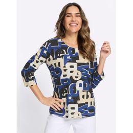 Sieh an! 3/4-Arm-Shirt in royalblau-schwarz-bedruckt | Gr.: 46