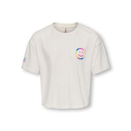 KIDS Only M&auml;dchen T-Shirt "KOGPOP LIFE SS WASHED PRINT BOXY TOP JRS", wei&szlig;, Gr. 134, bedruckt, unifarben, Jersey, Obermaterial: 100% Baumwolle,