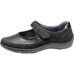 Waldl&auml;ufer WALDL&Auml;UFER Damen Riemchenballerina "HENNI", Gr. 3,5, schwarz, Lackleder, Nubukleder, Textil, Schuhe, Halbschuh, Komfortschuh, Klettschuh in Weite H