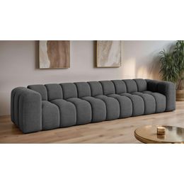 Big-Sofa OTTO HOME, B:340cm H:72cm T:95cm, grau, 100% Polyester, Sofas, "XL KALLIE Design-Sofa mit Steppung, Bubble-Optik, Breite 340 cm", moderne