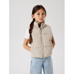 name it M&auml;dchen Steppweste "NKFMAKET f&uuml;r M&auml;dchen mit Stehkragen und leichter F&uuml;llung", beige, Gr. 146, unifarben, Steppware, Obermaterial: 100%