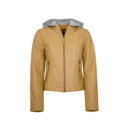 Jilani Lederjacke Lammnappa Kapuze in Gelb | Gr.: 50