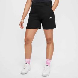 Nike Sportswear M&auml;dchen Shorts "G NSW CLUB FT 5IN SHORT LBR", schwarz, Gr. L, Obermaterial: 80% Baumwolle, 20% Polyester, Hosen, f&uuml;r M&auml;dchen und