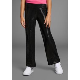 Bruno Banani M&auml;dchen Schlupfhose "Glitzernde Hose mit weitem Bein, f&uuml;r M&auml;dchen", schwarz, Gr. 182, unifarben, Jersey, Obermaterial: 80% Polyamid, 15%