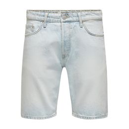Only & Sons ONLY & SONS Herren Bermudas "ONSEDGE LB 3662 DOT DNM SHORTS", blau, Gr. XL, unifarben, Denim/Jeans, Obermaterial: 100% Baumwolle, Hosen, Jeans Bermuda