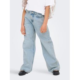 KIDS Only M&auml;dchen Weite Jeans "KOGCOBAIN RHINESTONE WIDE DNM AZG NOOS", blau, Gr. 158, unifarben, Denim/Jeans, Obermaterial: 100% Baumwolle, Jeans