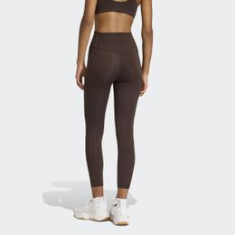 Damen Trainingstights "OPT POW ESS 7/8", braun, Gr. XS, adidas Performance, Obermaterial: 85% Polyester, 15% Elasthan, Hosen, f&uuml;r Fitness, mit
