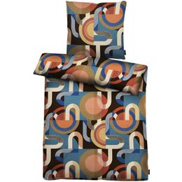 Bettw&auml;sche Apelt, bunt, Satin (Bio-Baumwolle), Obermaterial: 100% Baumwolle, Bettw&auml;sche, "Jim", Siebziger Jahre Motive