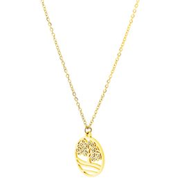 Adelia&acute;s ADELIA ́S Damen Kette ohne Anh&auml;nger "Halskette mit Anh&auml;nger &ndash; Lebensbaum aus Edelstahl", 43cm, Edelstahl, gold, Edelstahl, Halsketten, Ein kleines