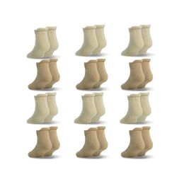Yalion 12 Paar rutschfeste Socken, Wildleder-Aussehen, gelb/dunkelgelb | Gr.: 19-20