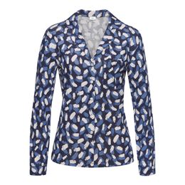 s.Oliver Damen Pyjamaoberteil, Gr. 36blau, gemustert, Single Jersey, Obermaterial: 50% Baumwolle, 50% Viskose, gemustert, Shirts, mit sch&ouml;nem