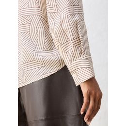 bonprix Flie&szlig;ende Hemdbluse mit Seide, beige, Gr.52, elegante Bluse mit grafischen Druck, in sch&ouml;ner flie&szlig;nder Premium-Qualit&auml;t, aus Seide