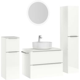 Badm&ouml;bel-Set Nobilia, B:160cm H:172,2cm T:48,5cm, wei&szlig;, Kastenm&ouml;bel-Sets, "Alvene", Hochglanz, inkl. Spiegel mit Touch-Sensor, in vier Breiten