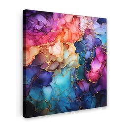 OnlyWow Leinwand Bilder Abstrakte Kunst bunt | Gr.: 90 x 90 cm