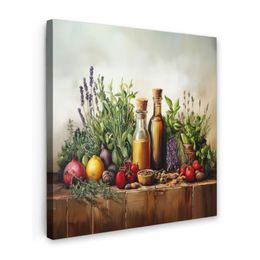 OnlyWow Leinwand Bilder Kr&auml;utertisch | Gr.: 90 x 90 cm