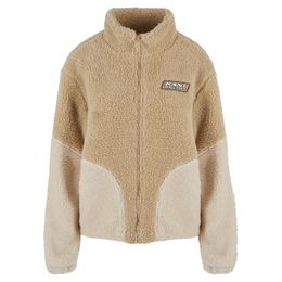 Karl Kani Damen Trainingsjacke "Karl Kani Karl Kani Sport Patch Teddy Block Trackjacket", beige, Gr. XXS, mehrfarbig, 100% Polyester, Jacken