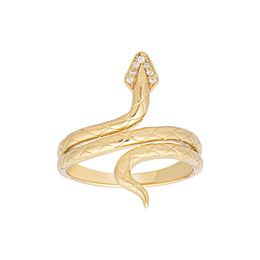 CAI CA&Iuml; Damen Fingerring "925 Silber vergoldet Schlange mit Zirkonia", 060 (19,1), Silber 925 (Sterlingsilber), gelb, Silber 925 (Sterlingsilber),