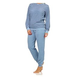 Normann Frottee Pyjama langarm Schlafanzug B&uuml;ndchen Streifen - 70515 in hellblau | Gr.: 158/164