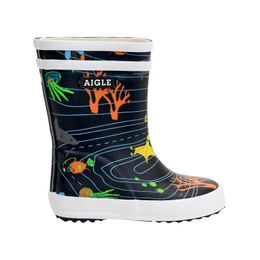 Aigle M&auml;dchen Stiefel "Baby-Flac Theme Tiefsee", Gr. 19, schwarz, Obermaterial: 100% Naturkautschuk NaRubber., Schuhe