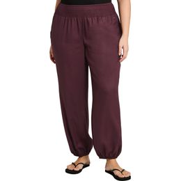 sheego Damen Schlupfhose mit Smokbund, weite Form burgund Gr&ouml;&szlig;e 46