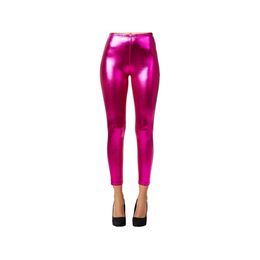 TecTake Lange Leggings in gl&auml;nzendem Metallic-Look, pink | Gr.: XL