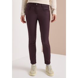 Cecil Damen Lederimitathose, lila, Gr. 33, unifarben, Stoff, 76% Viskose, 21% Nylon, 3% Elasthan, Hosen, in Fake-Leder-Optik