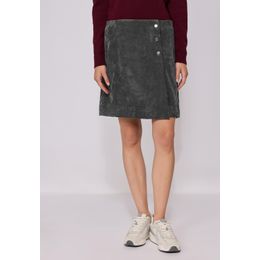 Damen Cordrock, grau, Gr. 40, STREET ONE STUDIO, unifarben, Cord, 90% Polyester, 8% Polyamid, 2% Elasthan, R&ouml;cke, mit Knopfleiste