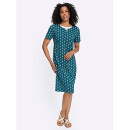 Sieh an! Jersey-Kleid in aquapetrol-magenta-bedruckt | Gr.: 50