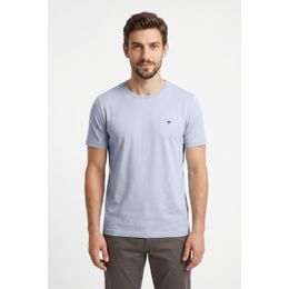 Fynch-Hatton Herren T-Shirt "Fynch-Hatton Basic T-Shirt", blau, Gr. XXL, bestickt, unifarben, Single Jersey, Obermaterial: 100% Baumwolle, Shirts,