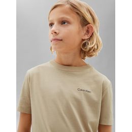 M&auml;dchen T-Shirt "SMALL CHEST INST.LOGO SS T-SHIRT", beige, Gr. 6, Calvin Klein Jeans, unifarben, Single Jersey, Obermaterial: 100% Baumwolle, Shirts,