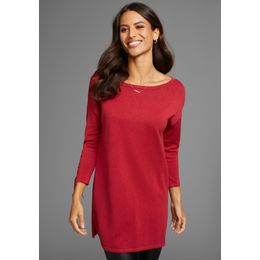 Laura Scott Damen Longpullover, rot, Gr. 40, clean, unifarben, Strick, Obermaterial: 70% Viskose, 30% Polyamid, Pullover, mit Schn&uuml;rung am &Auml;rmel und
