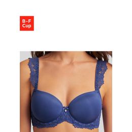 Lascana Damen Schalen-BH "Flora", Gr. 70, blau, Microtouch, Obermaterial: 88% Polyamid, 12% Elasthan, BHs, mit wundersch&ouml;nen Spitzentr&auml;gern und edlem