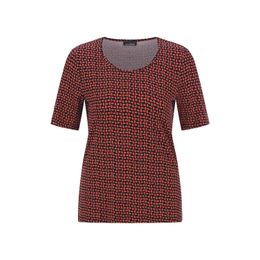 GOLDNER Damen Kurzarmshirt "Viskoseshirt mit geometrischem Minimal Print", rot, Modisch, Gr. 52, Obermaterial: 95% Viskose CV. 5% Elasthan EL.,