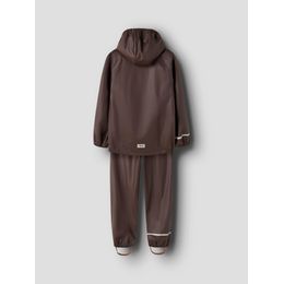 name it Jungen Regenmantel "NKNDRY10 Regenjacke und Hose im Set"seal braun, Gr. 116, unifarben, Web, Obermaterial: 100% Polyester, M&auml;ntel, Keine