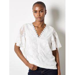 Apricot Damen Blusentop "Blumen-Bluse", beige, Gr. 36, gebl&uuml;mt, gewebt, Obermaterial: 100% Polyester PES., Blusen, mit H&auml;kelbord&uuml;re