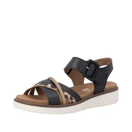 Remonte Damen Sandale, Gr. 39, schwarz, Leder, Lederimitat, Basic, Schuhe, Sommerschuh, Sandalette mit Softfu&szlig;bett und Klettverschluss