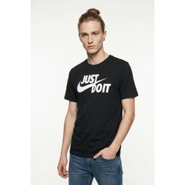 Nike Sportswear Herren T-Shirt "M NSW TEE JUST DO IT SWOOSH", schwarz-wei&szlig;, Gr. M, Jersey, Obermaterial: 100% Baumwolle, Shirts, mit Logodruck auf
