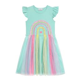 DANAMADE M&auml;dchen Sommerkleid "DANAMADE Dresses DCARLA", bunt, Gr. 116, Oberteil: 90% Baumwolle, 10% Polyester. Rock: 100% Polyester. Futter: