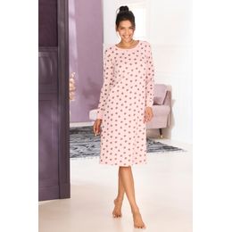 Damen Nachthemd, VIVANCE DREAMS BY LASCANA, Gr. 32, rosa, Single Jersey, Obermaterial: 100% Baumwolle, gemustert, Basic, Kleider, mit s&uuml;&szlig;em Herzmuster