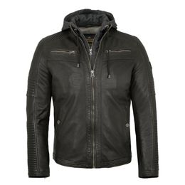 Redpoint Bikerlederjacke Kapuze Lammnappa in Antikschwarz | Gr.: 66