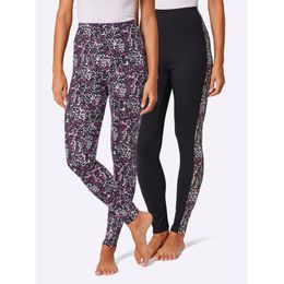 WITT WEIDEN Leggings in magenta-schwarz-bedruckt | Gr.: 40-42