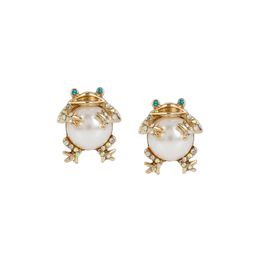 Betsey Johnson Ohrstecker 'Pearl Frog' Damen Gr&ouml;&szlig;e One Size gold / perlwei&szlig;
