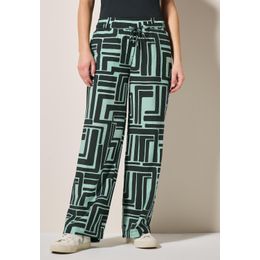 Cecil Damen Stoffhose, gr&uuml;n, Gr. S, bedruckt, Stoff, 88% Viskose, 12% Nylon, Hosen, High Waist