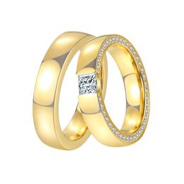 DOOSTI Damen Trauring "Schmuck Geschenk Edelstahl Trauring Ehering Partnerring LIEBE", 60, ohne Zirkonia, Edelstahl, 5mm, gold, Edelstahl,