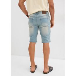 bonprix Herren Bermudas, blau, Gr. 58, Obermaterial: 98% Baumwolle, 2% Elasthan, Hosen, mit Used-Effekt, regular fit, aus hautfreundlicher Baumwolle