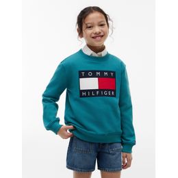 Tommy Hilfiger M&auml;dchen Sweatshirt, gr&uuml;n, Gr. 4, unifarben, Sweatware, Obermaterial: 100% Baumwolle, Sweatshirts, Regular Fit, Kinder bis 16 Jahre,