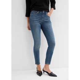 bonprix Damen Skinny-fit-Jeans, blau, Gr. 52, Denim/Jeans, Obermaterial: 82% Baumwolle, 17% Polyester, 1% Elasthan, Jeans, mit Stretch-Anteil,