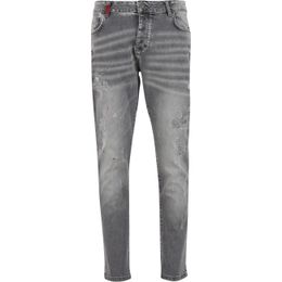 2Y Premium Herren Bequeme Jeans "2Y Premium JULIO RIPPED SLIM FIT JEANS", grau, Gr. 30, unifarben, 98% Baumwolle, 2% Elasthan, Jeans