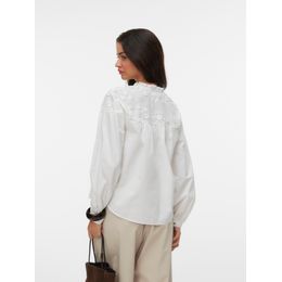 V&eacute;ro Moda VERO MODA Damen Langarmbluse "VMTUESDAY L/S DETAIL TOP WVN", wei&szlig;, Gr. XS, unifarben, Web, Obermaterial: 100% Baumwolle, Blusen, Baumwolle